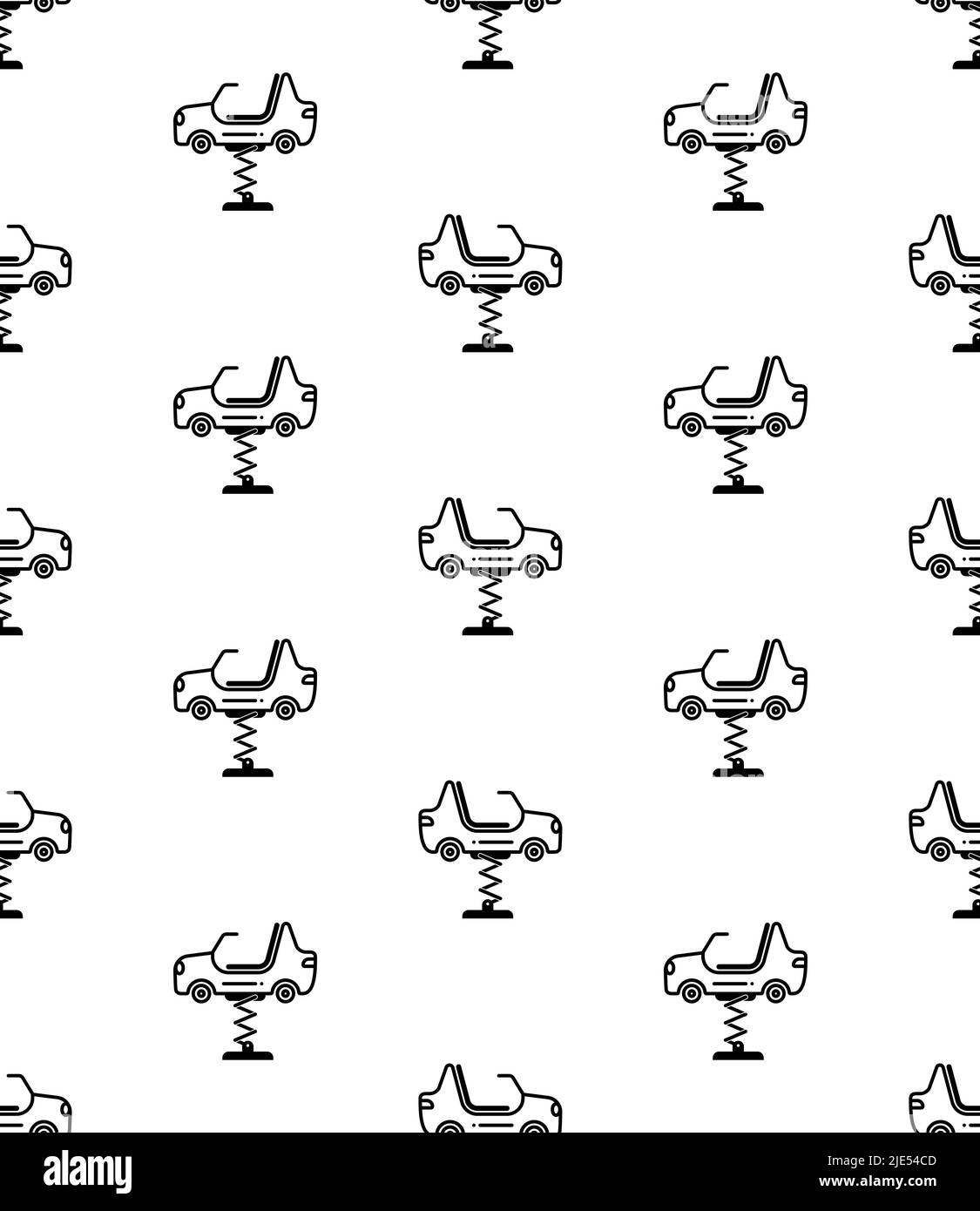 Car Spring Swing Toy Icon Seamless Pattern, Spring Rider Icon, Rocking ...