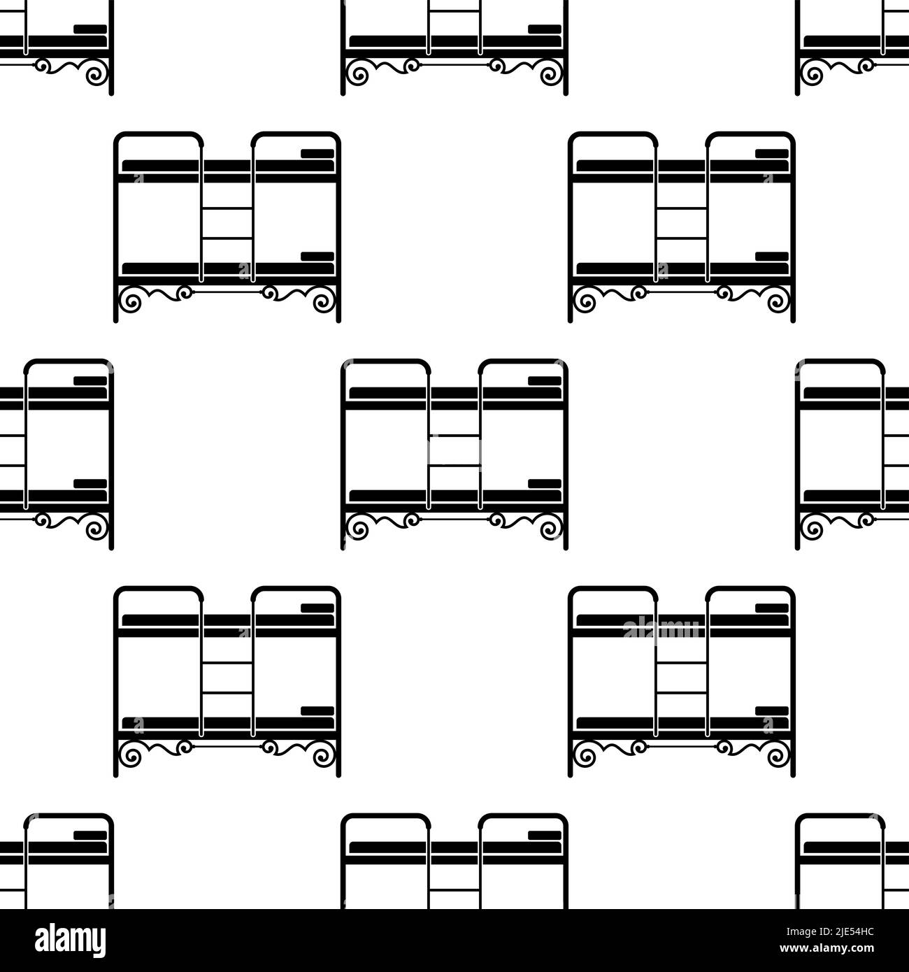 Bunk Bed Icon Seamless Pattern, Two Bed Frame Stacked On Top Of Another ...