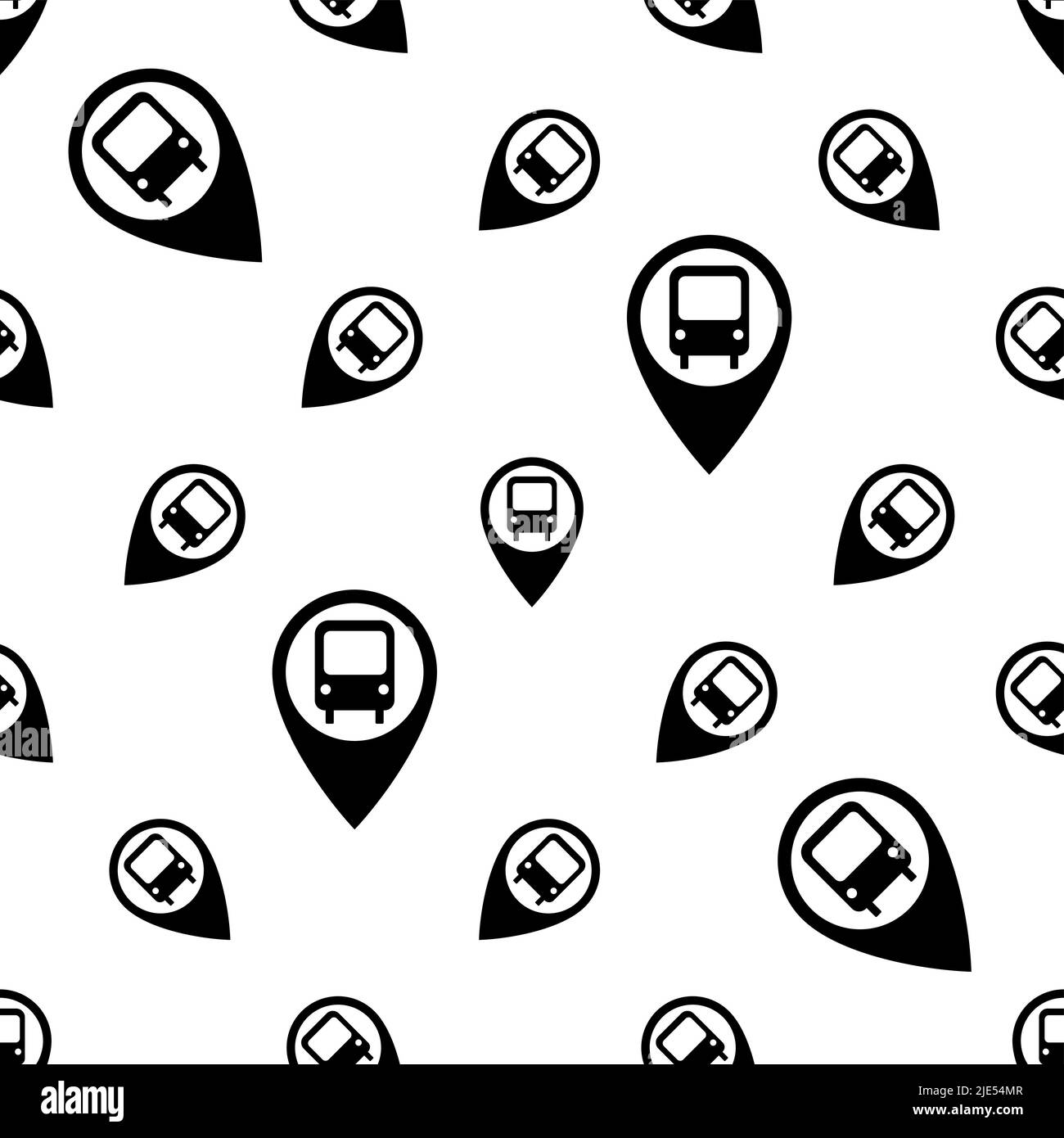 Bus Stop Icon Seamless Pattern, Designated Place For Passengers To ...