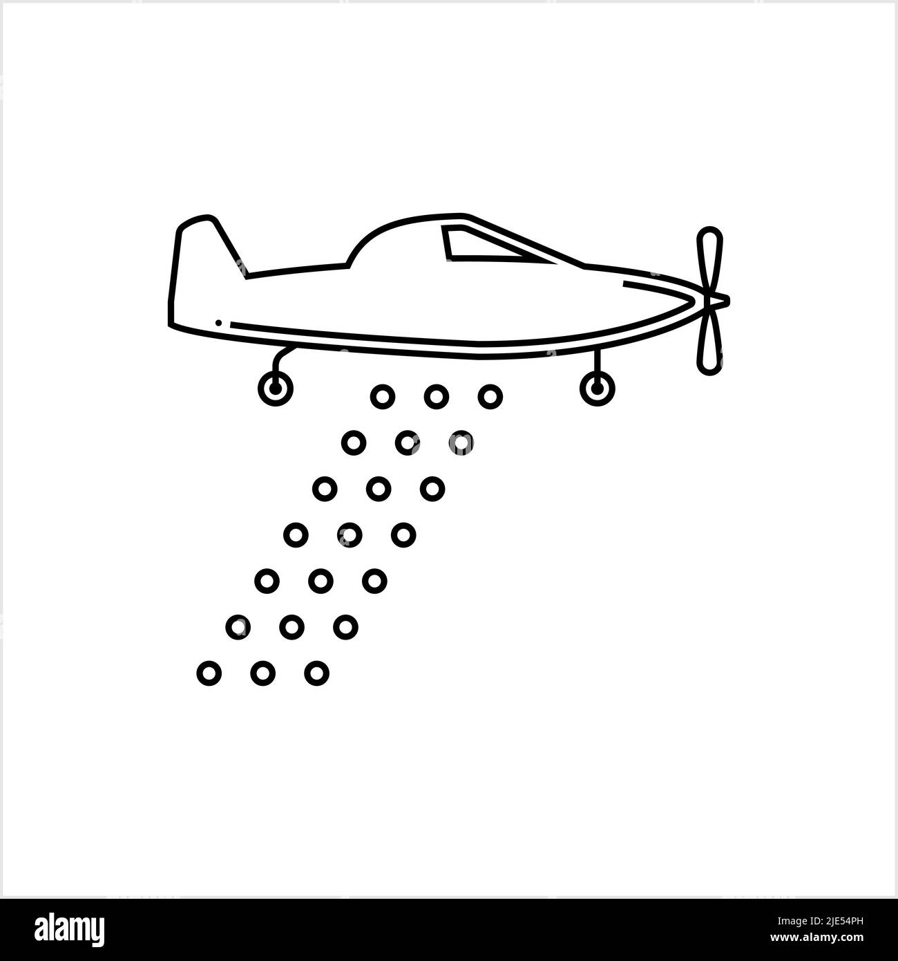 Crop Duster Icon, Aircraft Spray Pesticides Fertilizer On Crop Vector ...