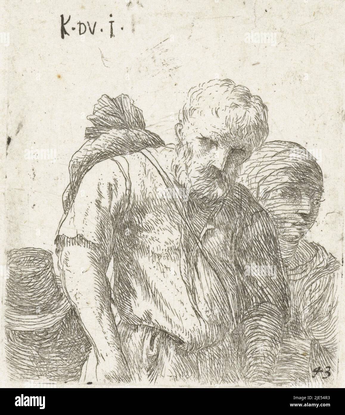 Part of sheet with eight small etchings, Man, woman and child The ...