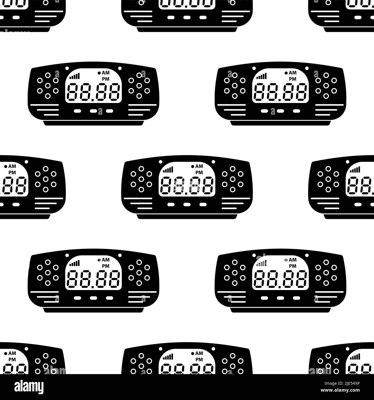 Alarm Clock Icon Seamless Pattern, Clock Time Vector Art Illustration ...