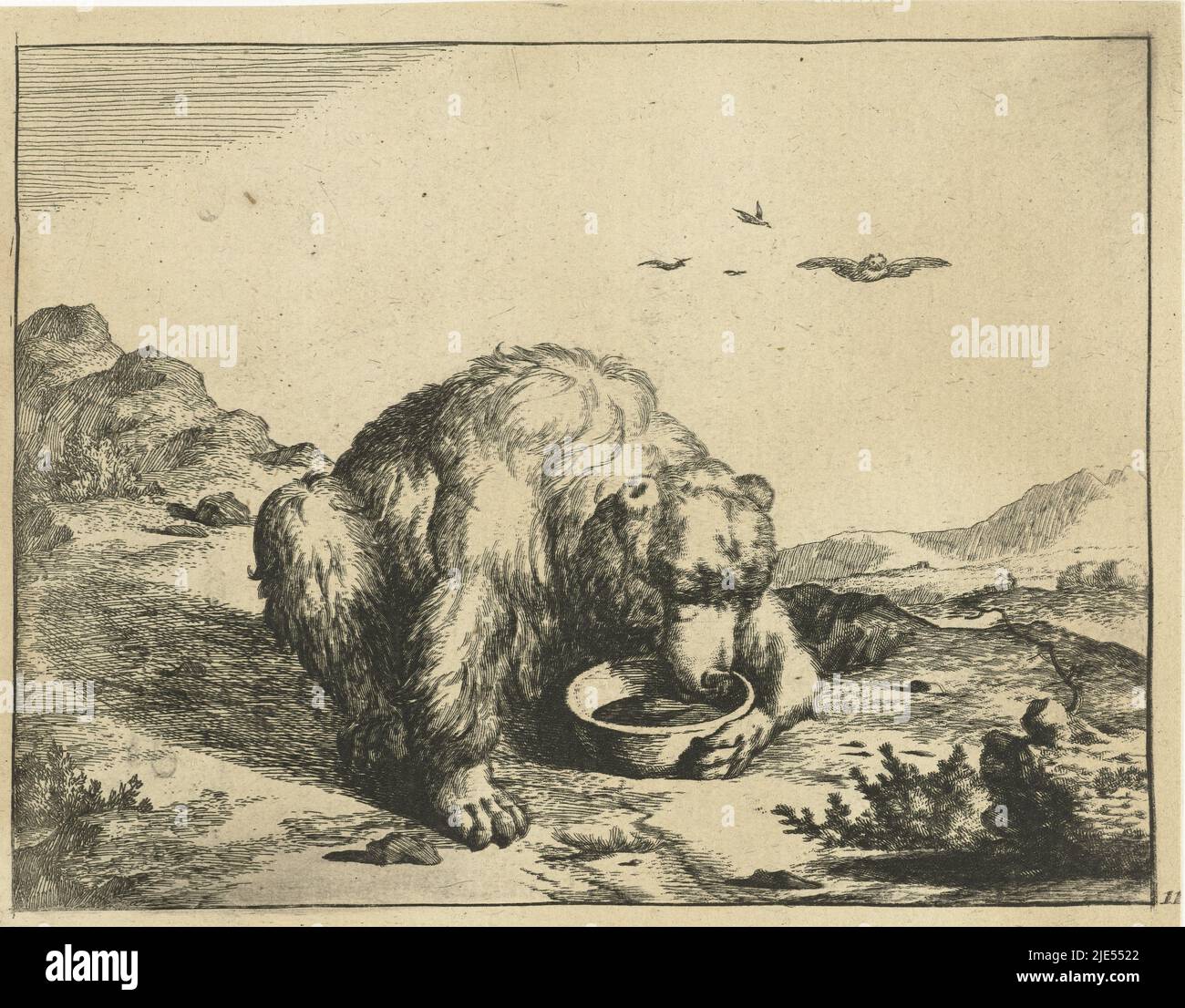 Seated bear, from the front, one leg around a bowl Bears (series title ...