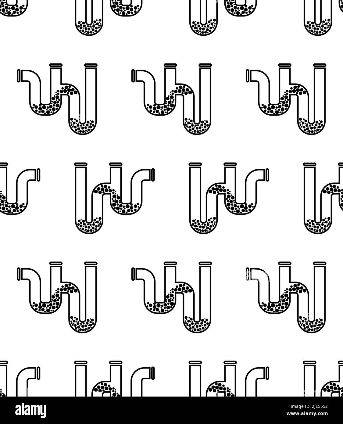 Clogged Pipe Icon Seamless Pattern, Blocked Drain Vector Art ...