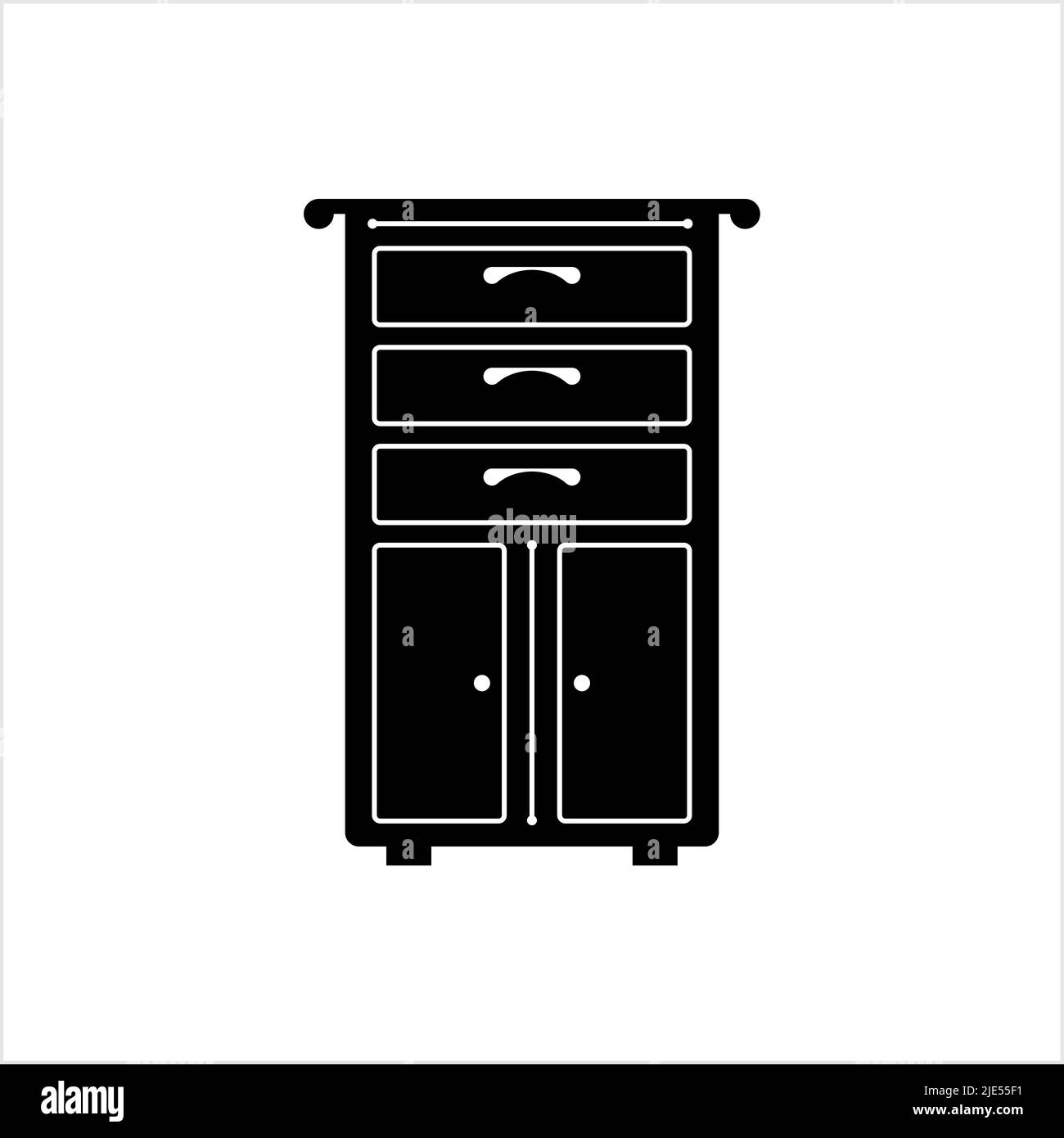 Dresser Icon, Drawers Icon, Sliding Drawer Vector Art Illustration ...