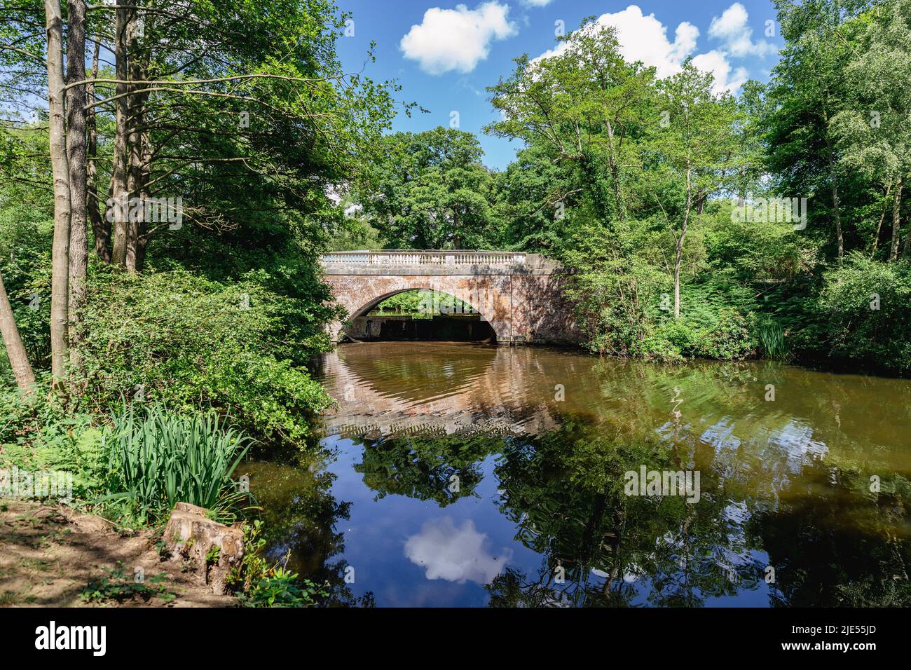 Bridge over the Obelisk Pond Egham Stock Photo - Alamy