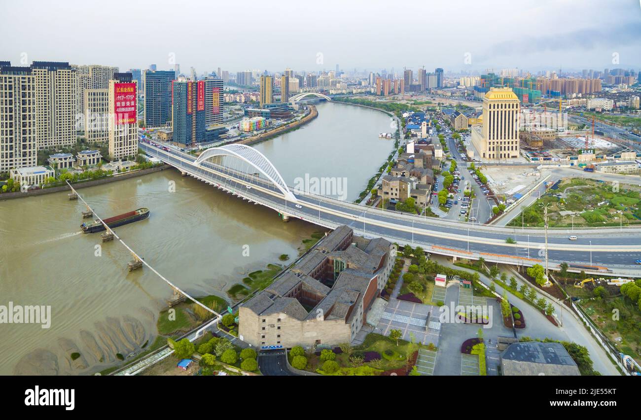 Zhejiang ningbo yinzhou changfeng bridge boat night at night jiang ...