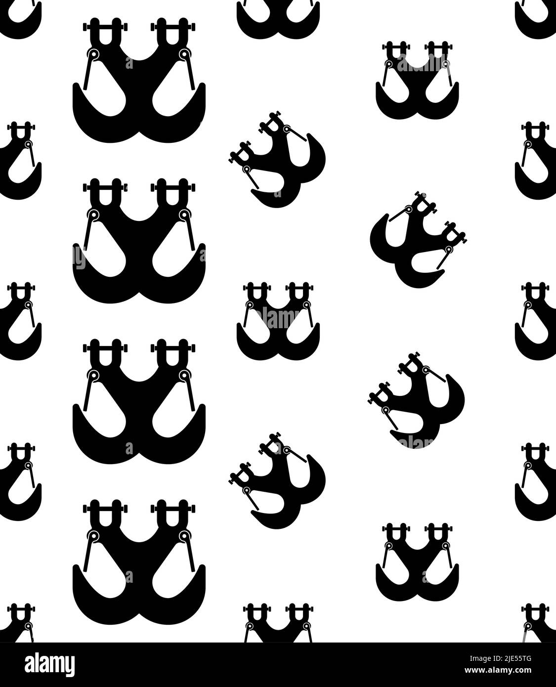 Lifting Hook Icon Seamless Pattern, Hoist Crane Heavy Weight Lifting ...