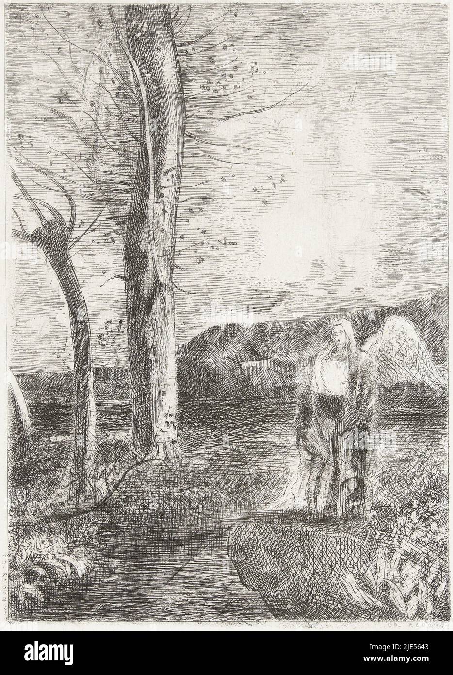 Landscape with the archangel Raphael near a stream. Scene from the ...