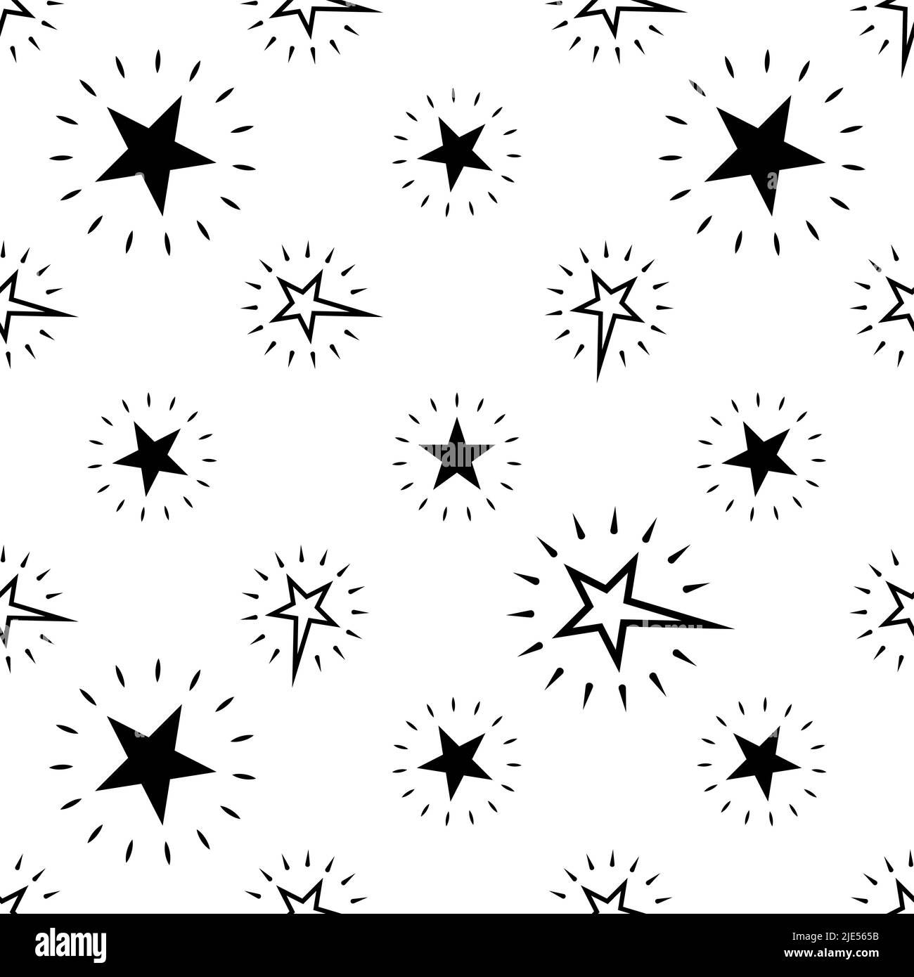 Shining Star Icon Seamless Pattern, Glowing Bright Star Shape Vector ...