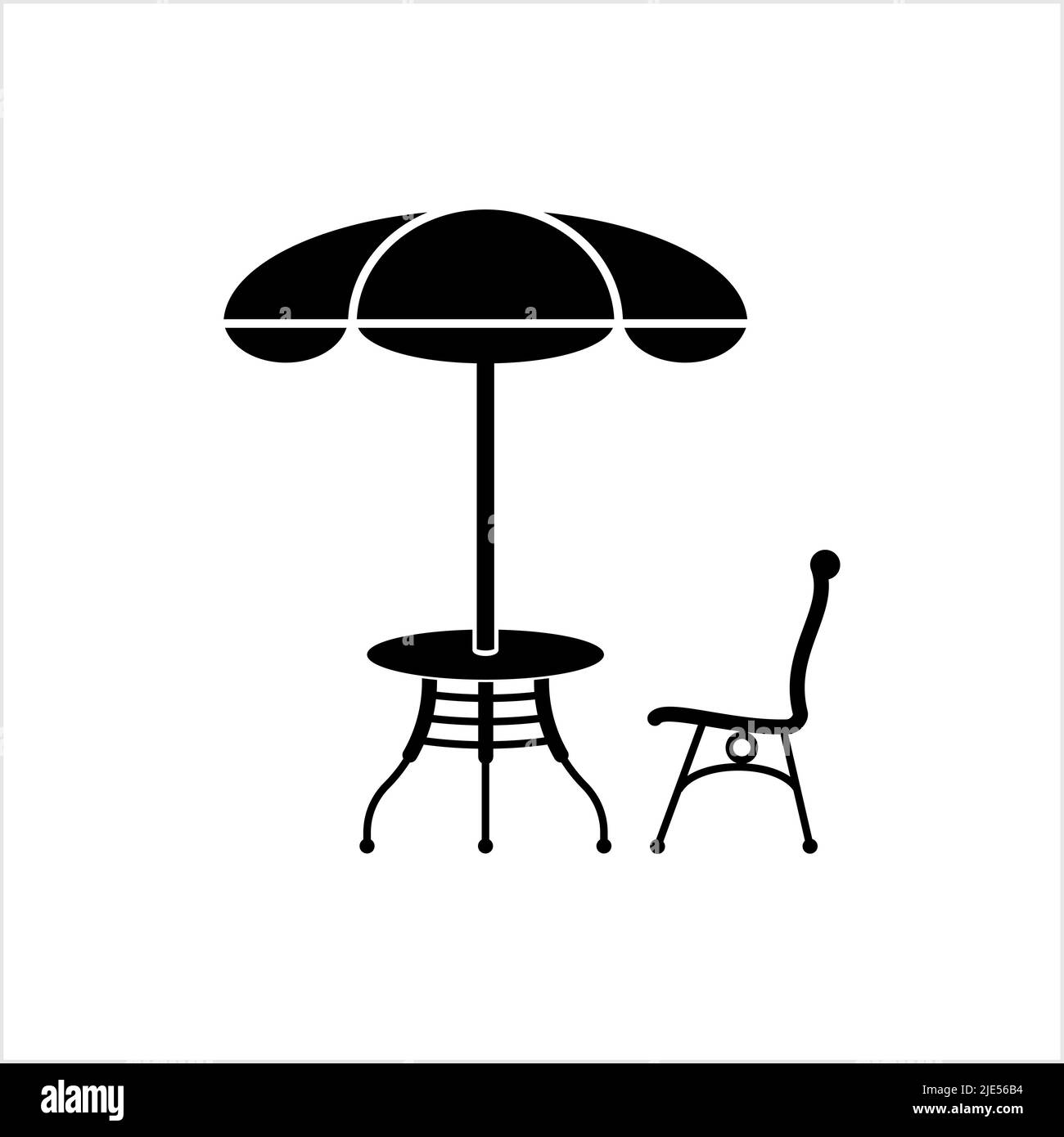 Table Chair Sun Umbrella Icon Vector Art Illustration Stock Vector ...