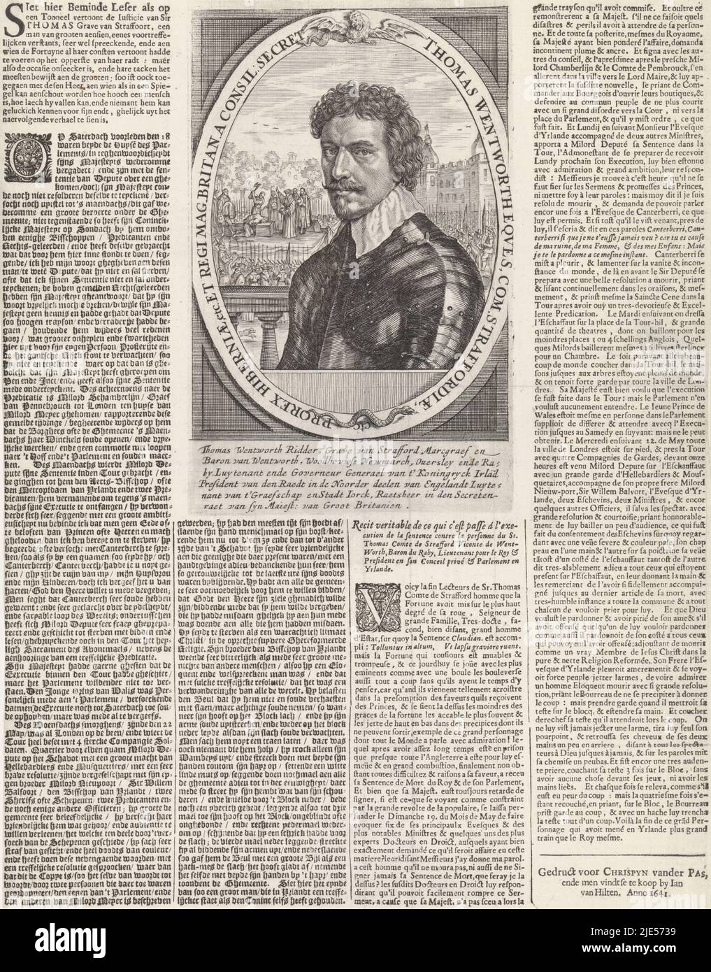 Portrait of Thomas Wentworth, the first Earl of Strafford. On the left ...