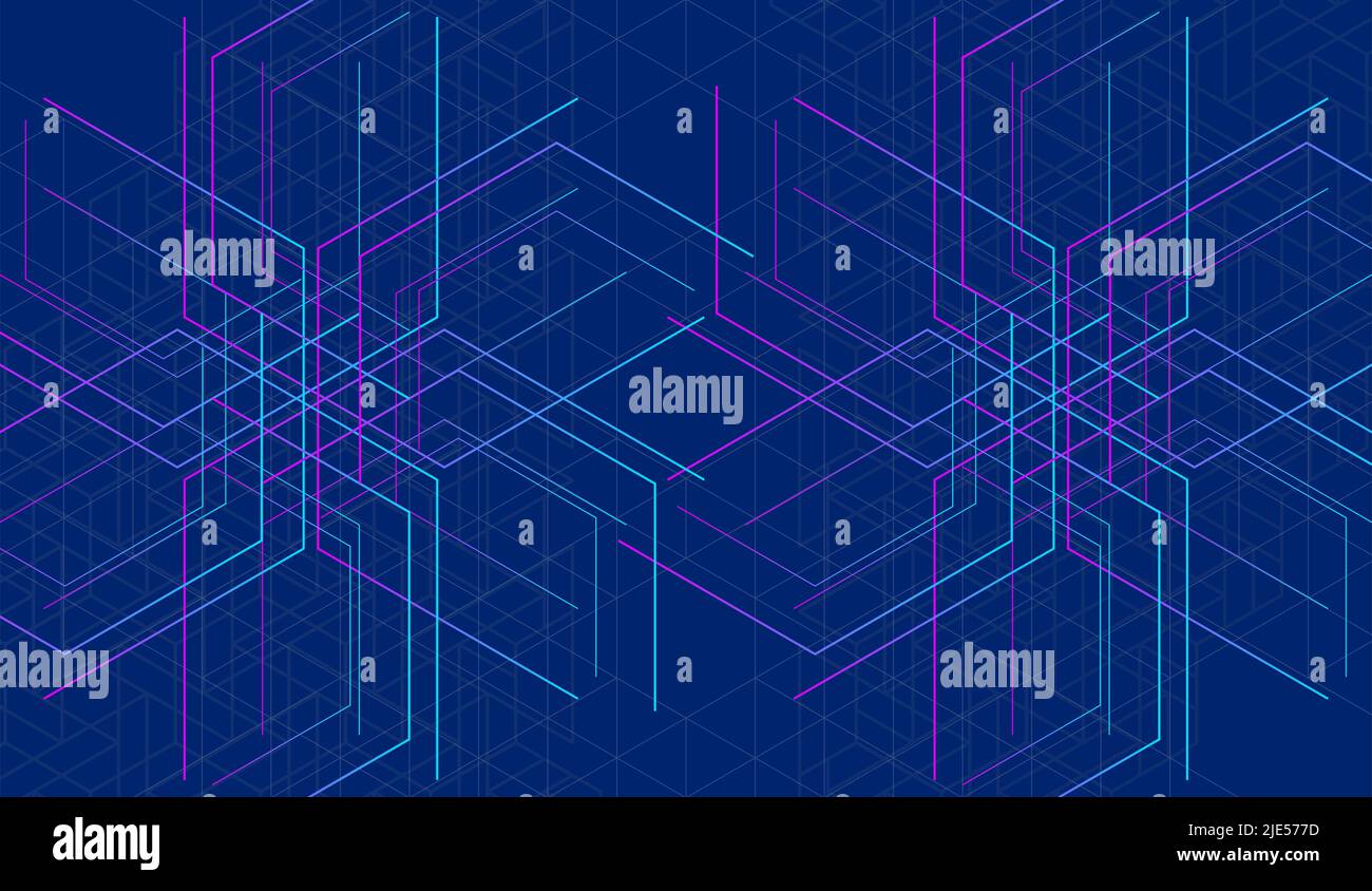 abstract blue purple hexagon, network or electric image, geometric ...