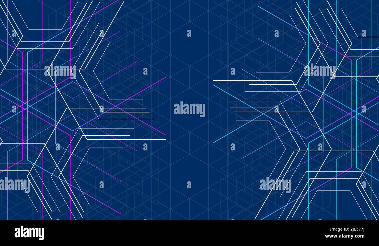 abstract blue purple hexagon, network or electric image, geometric navy ...