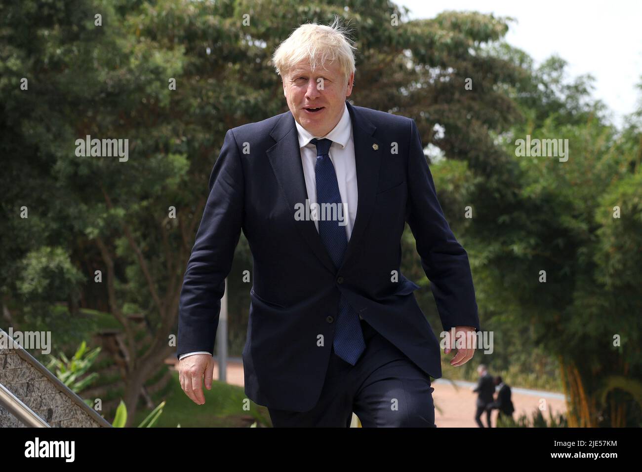 Prime Minister Boris Johnson arrives for the Leaders' Retreat on the ...
