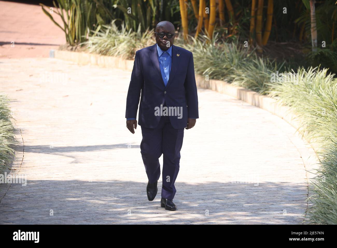 President of Ghana Nana Akufo-Addo arrives for the Leaders' Retreat on ...