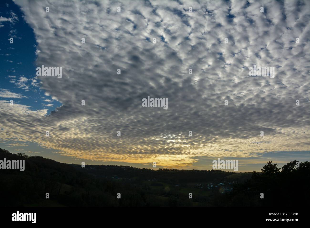 Attractive deck of altocumulus medium level cloud invading the skies ...