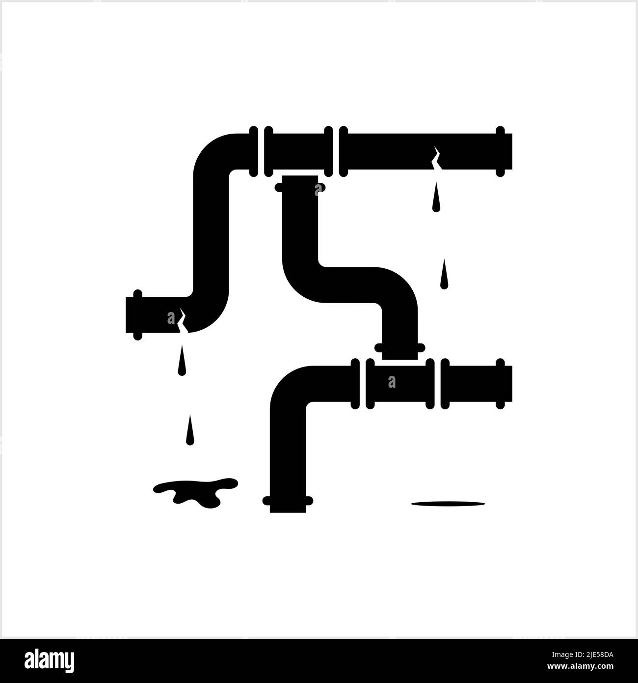 Broken Pipe Icon, Leakage In Pipe Vector Art Illustration Stock Vector ...