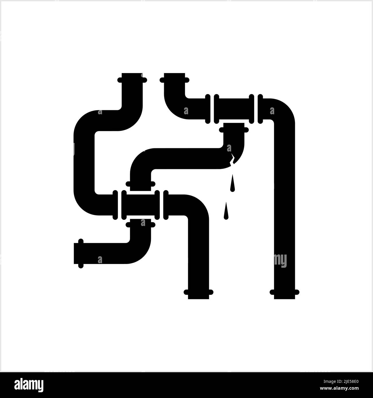 Broken Pipe Icon, Leakage In Pipe Vector Art Illustration Stock Vector ...