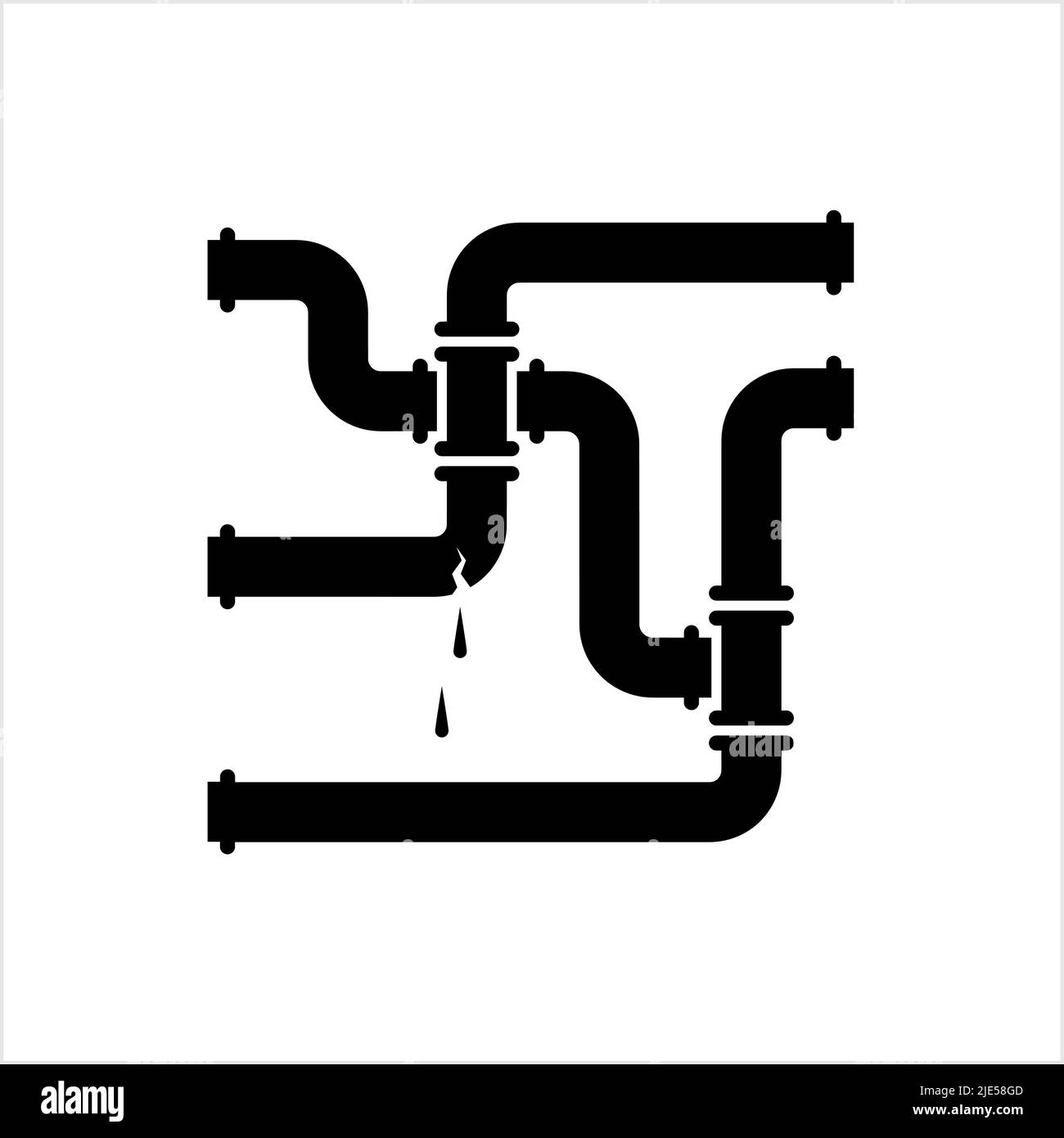 Broken Pipe Icon, Leakage In Pipe Vector Art Illustration Stock Vector ...