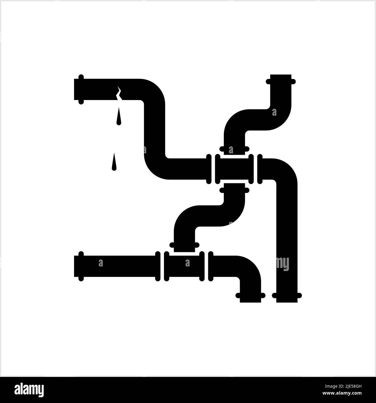 Broken Pipe Icon, Leakage In Pipe Vector Art Illustration Stock Vector ...