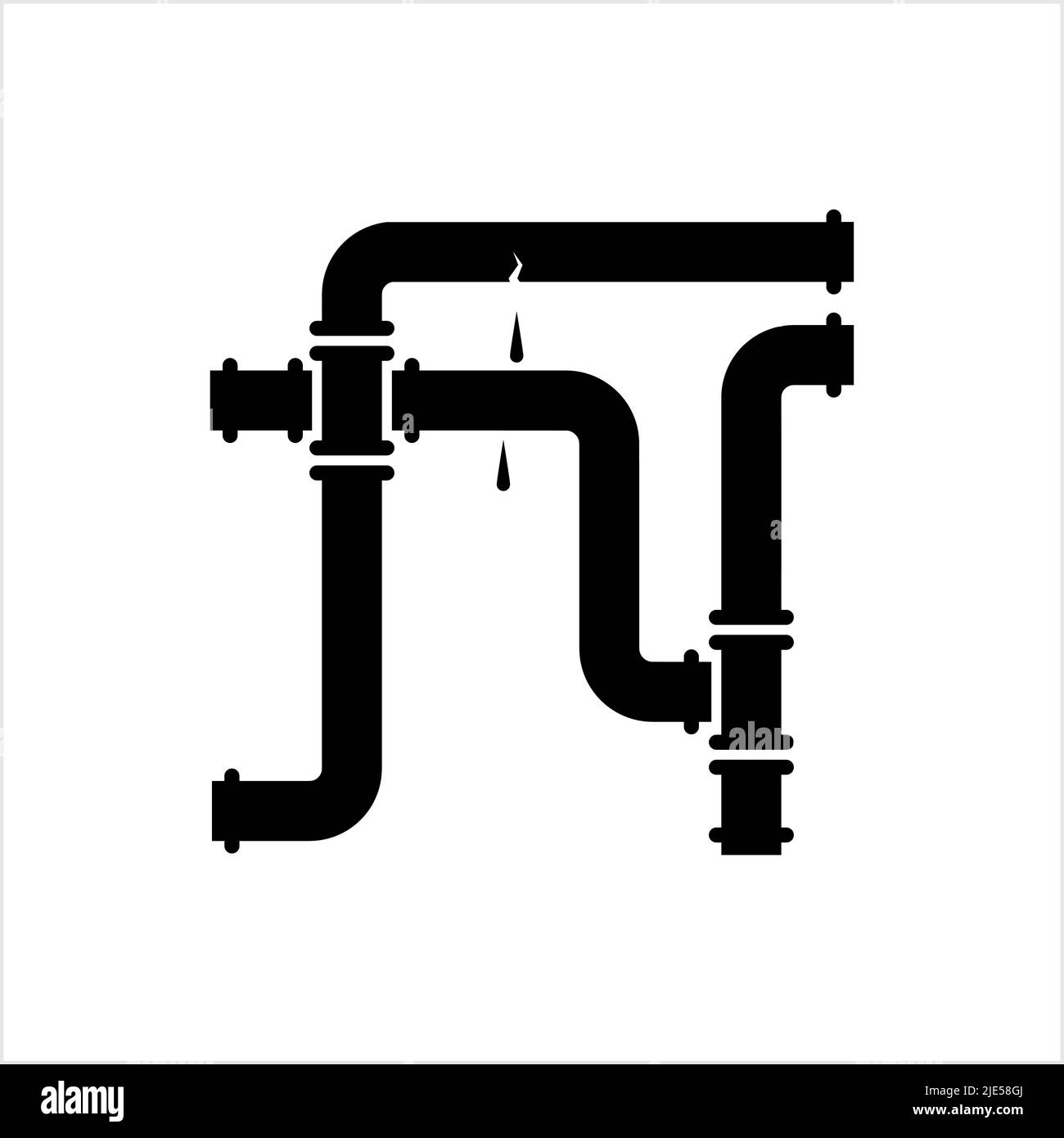 Broken Pipe Icon, Leakage In Pipe Vector Art Illustration Stock Vector ...