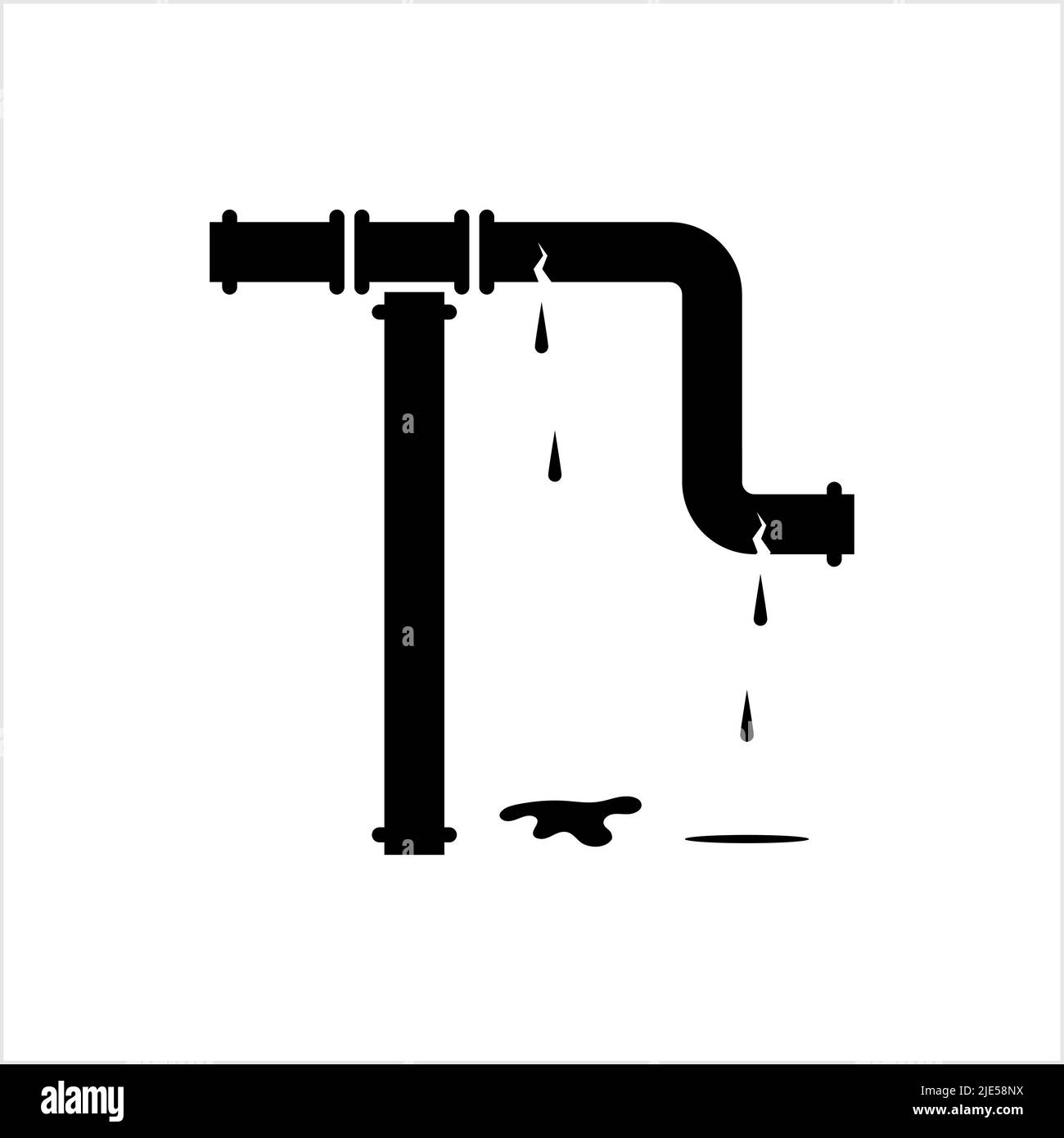 Broken Pipe Icon, Leakage In Pipe Vector Art Illustration Stock Vector ...