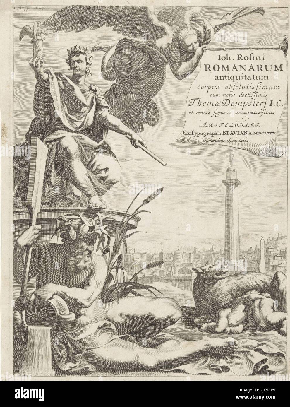 Figures symbolizing the city of Rome. In the foreground the river god ...