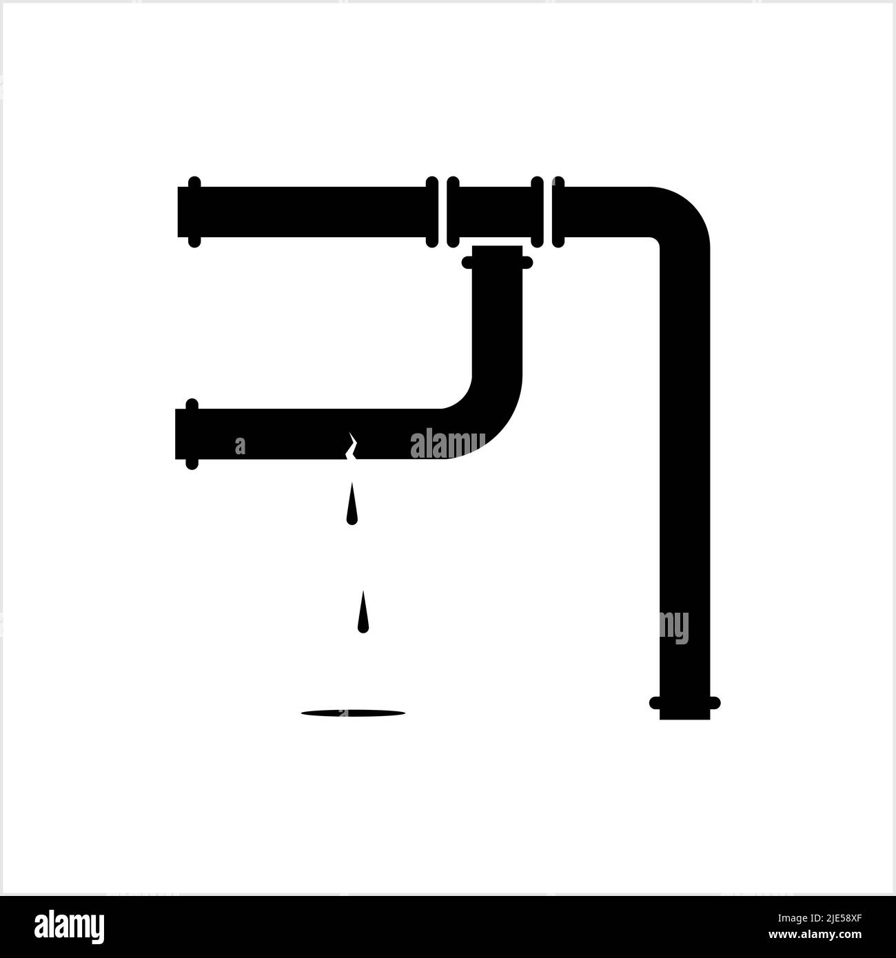 Broken Pipe Icon, Leakage In Pipe Vector Art Illustration Stock Vector ...