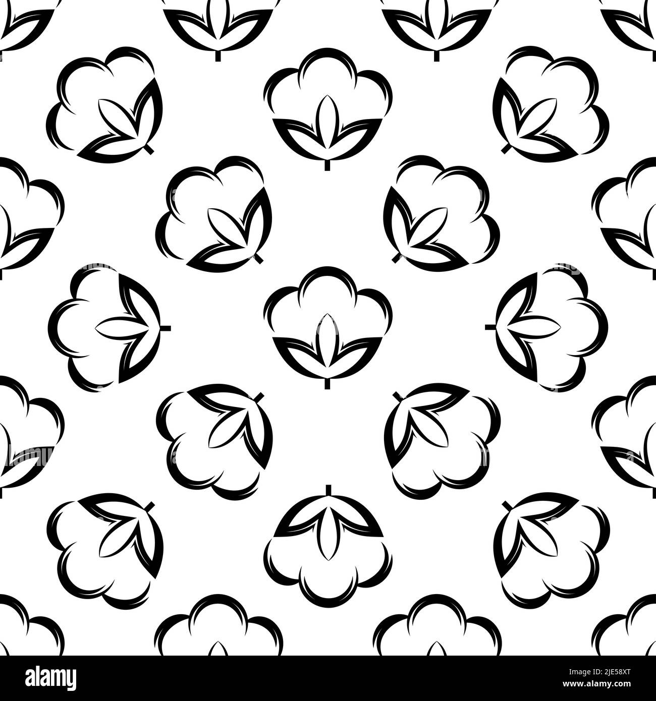 Cotton Flower Icon Seamless Pattern, Cotton Ball, Cotton Fiber Seamless ...