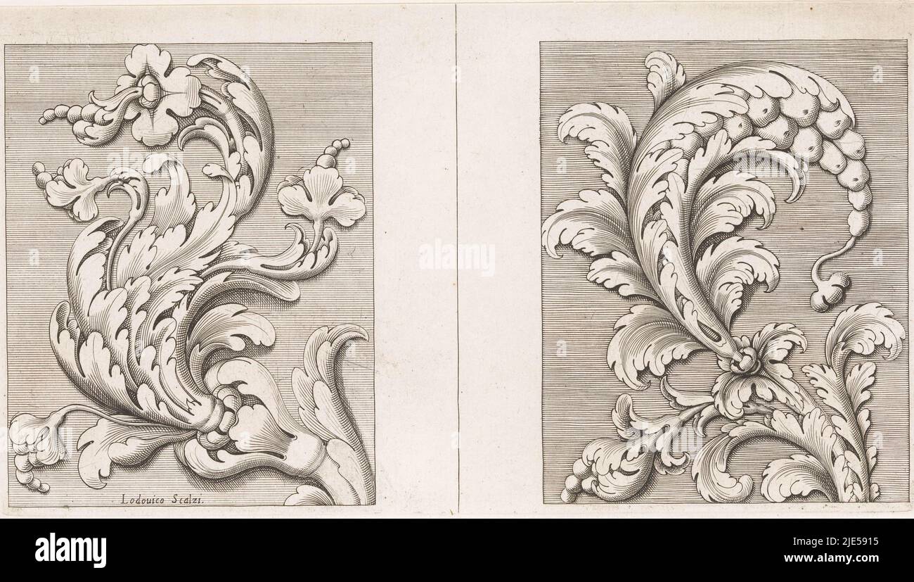 Leaf with two representations of acanthus motifs in bud shape, Acanthus ...