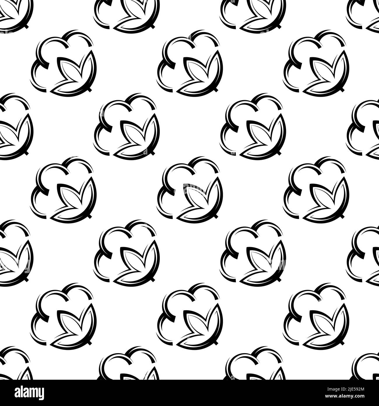 Cotton Flower Icon Seamless Pattern, Cotton Ball, Cotton Fiber Seamless ...