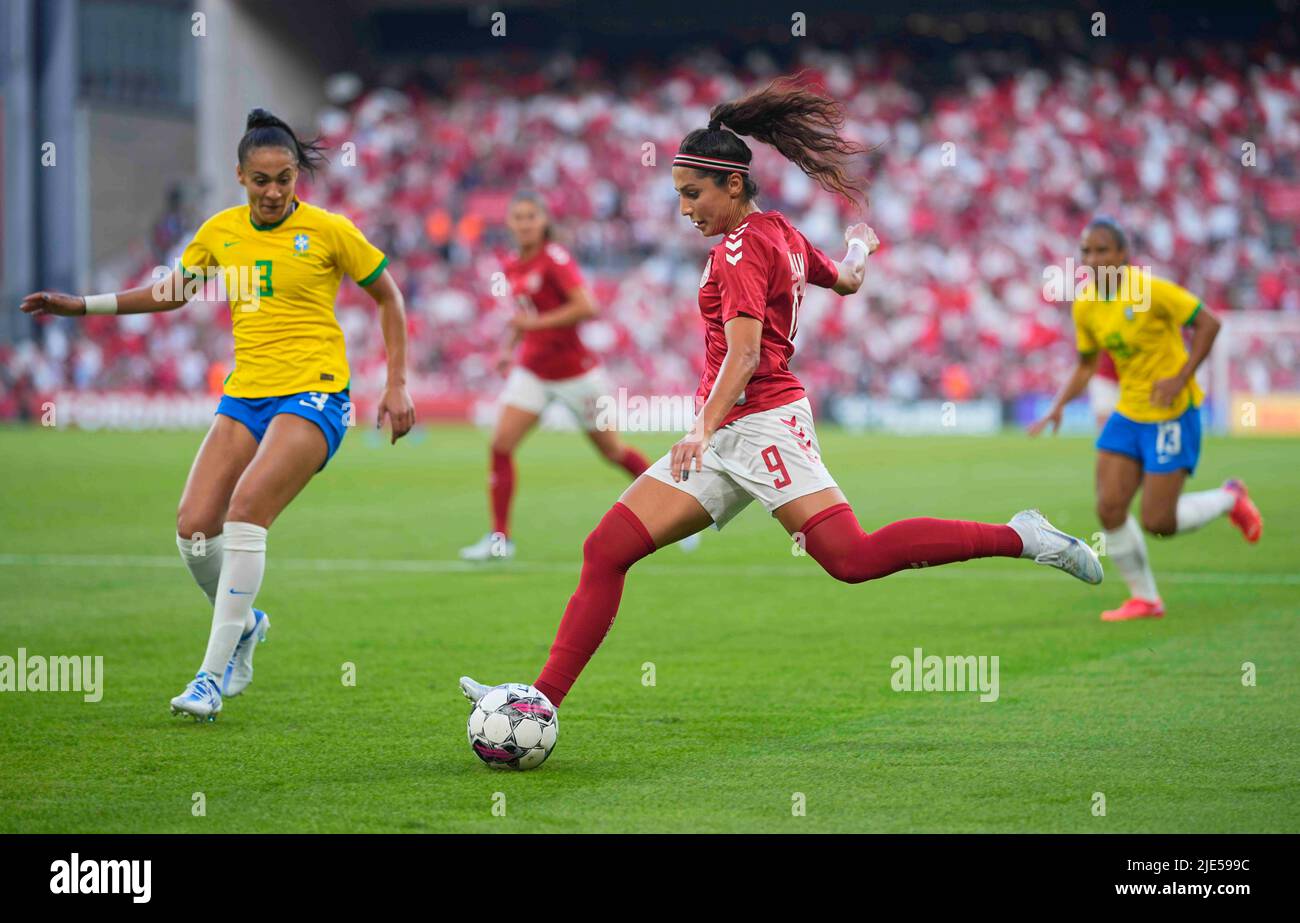 Parken Stadium, Copenhagen, Denmark. 24th June, 2022. Nadia Nadim of ...
