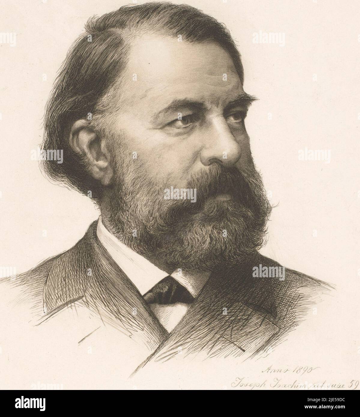 Portrait of Joseph Joachim at the age of 59, print maker: Gustav Eilers ...