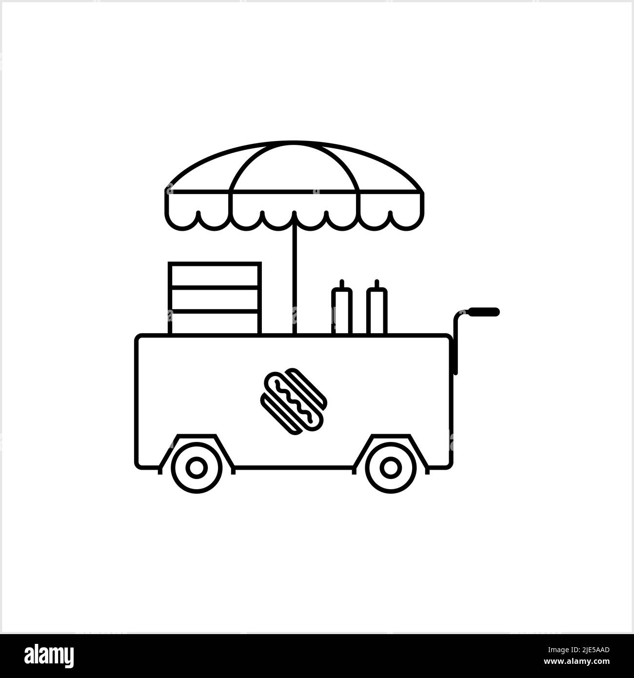 Street Food Vending Cart Hot Dogs, Fast Food Hot Dog Cart Icon Vector ...