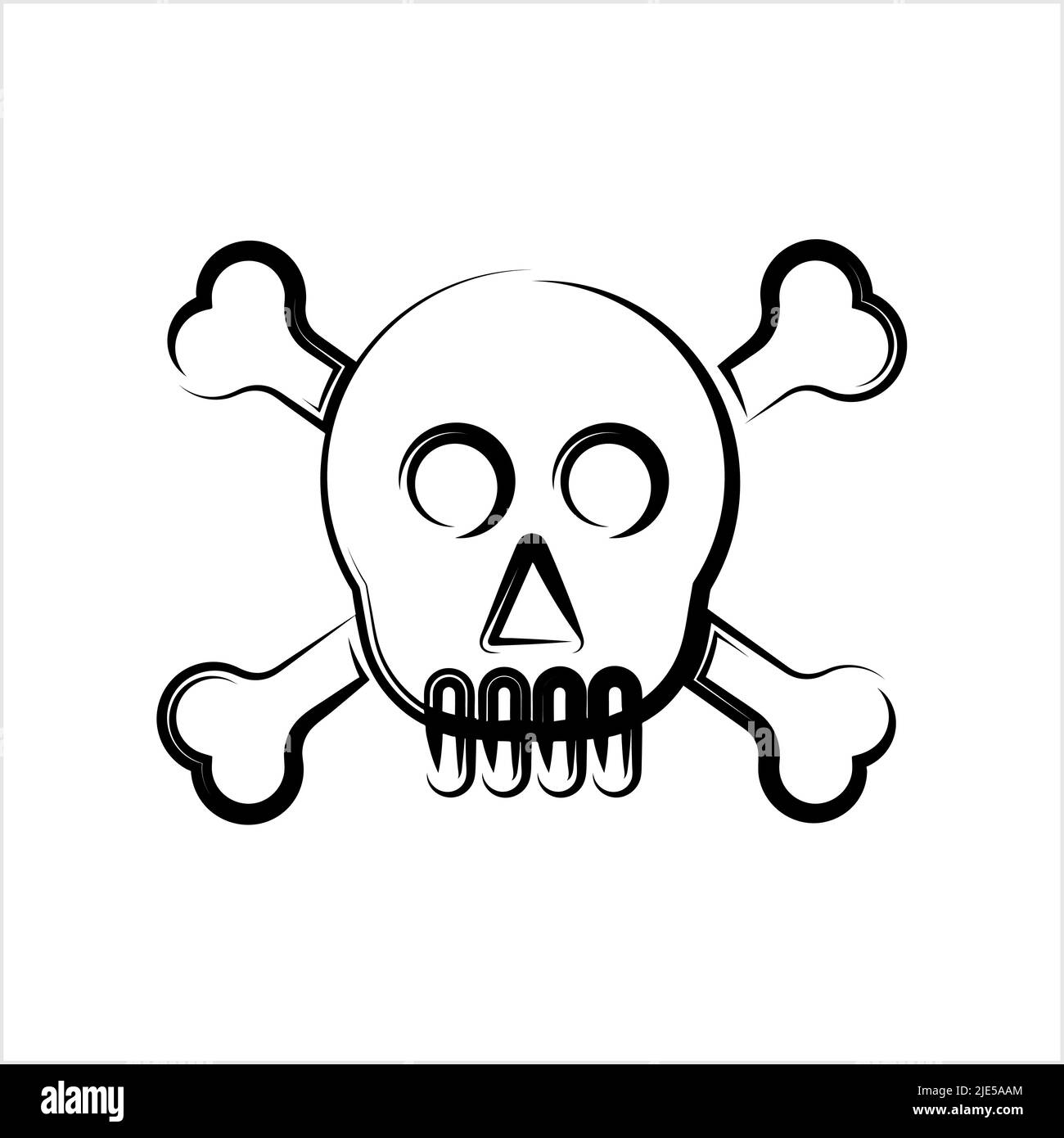 Skull And Crossbones Icon, Skull, Cross Bones Vector Art Illustration ...