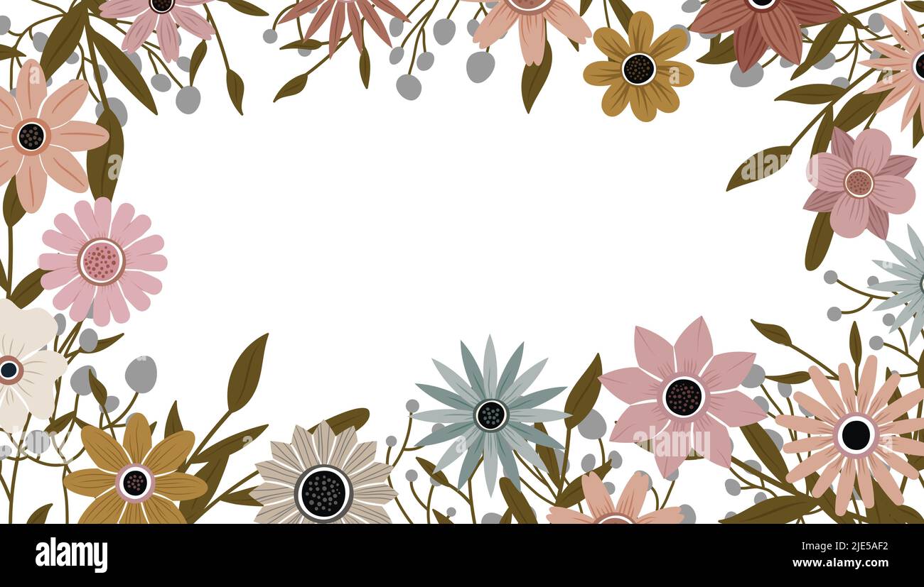 Abstract art nature background vector. Trendy plants frame. design ...