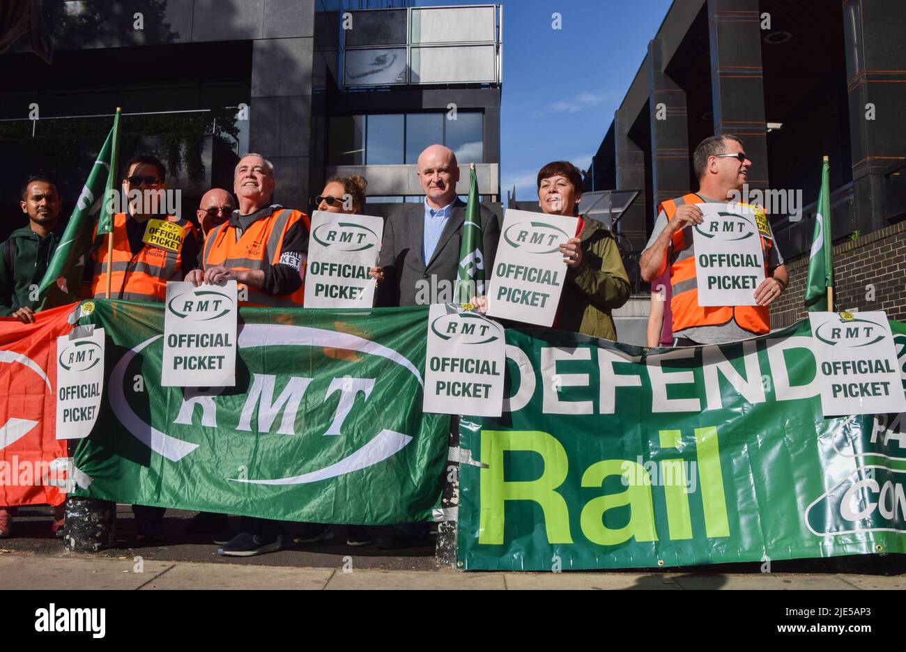 The picket line outside kings cross underground station hi-res stock ...