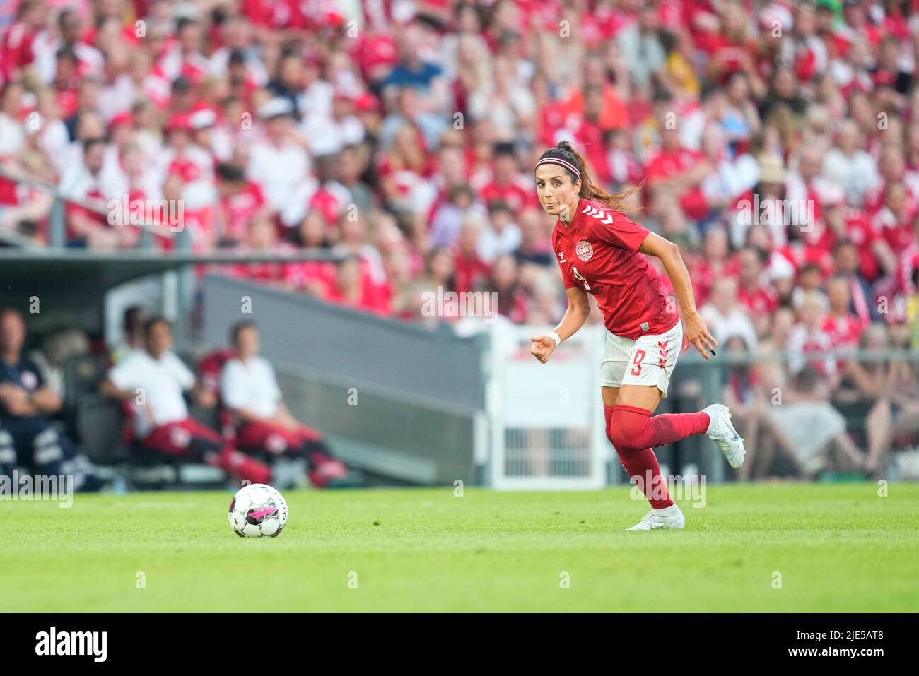 Parken Stadium, Copenhagen, Denmark. 24th June, 2022. Nadia Nadim of ...