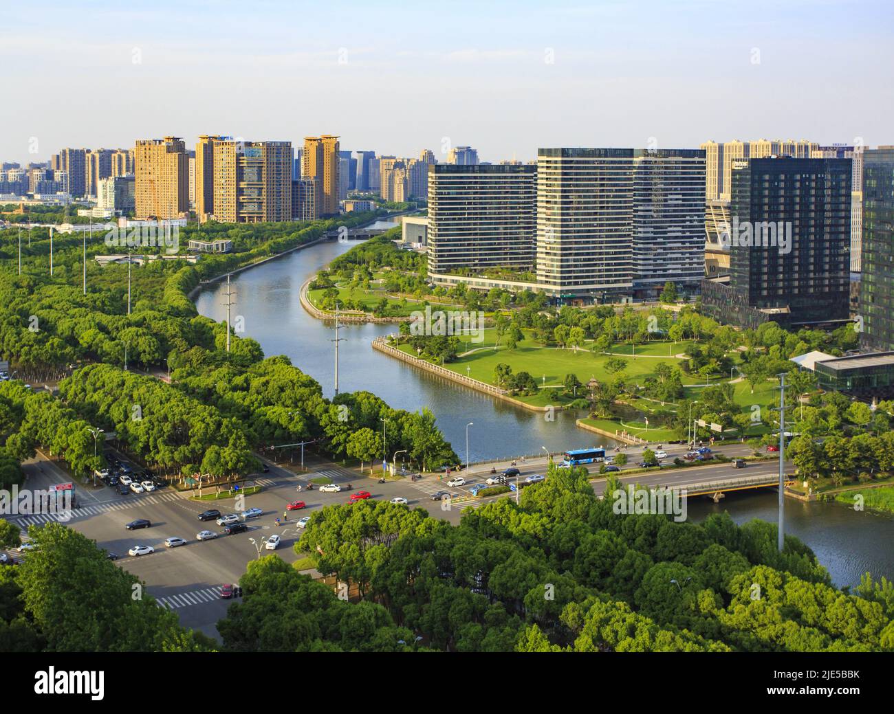 Zhejiang ningbo yinzhou east new town overlooking tall building city ...