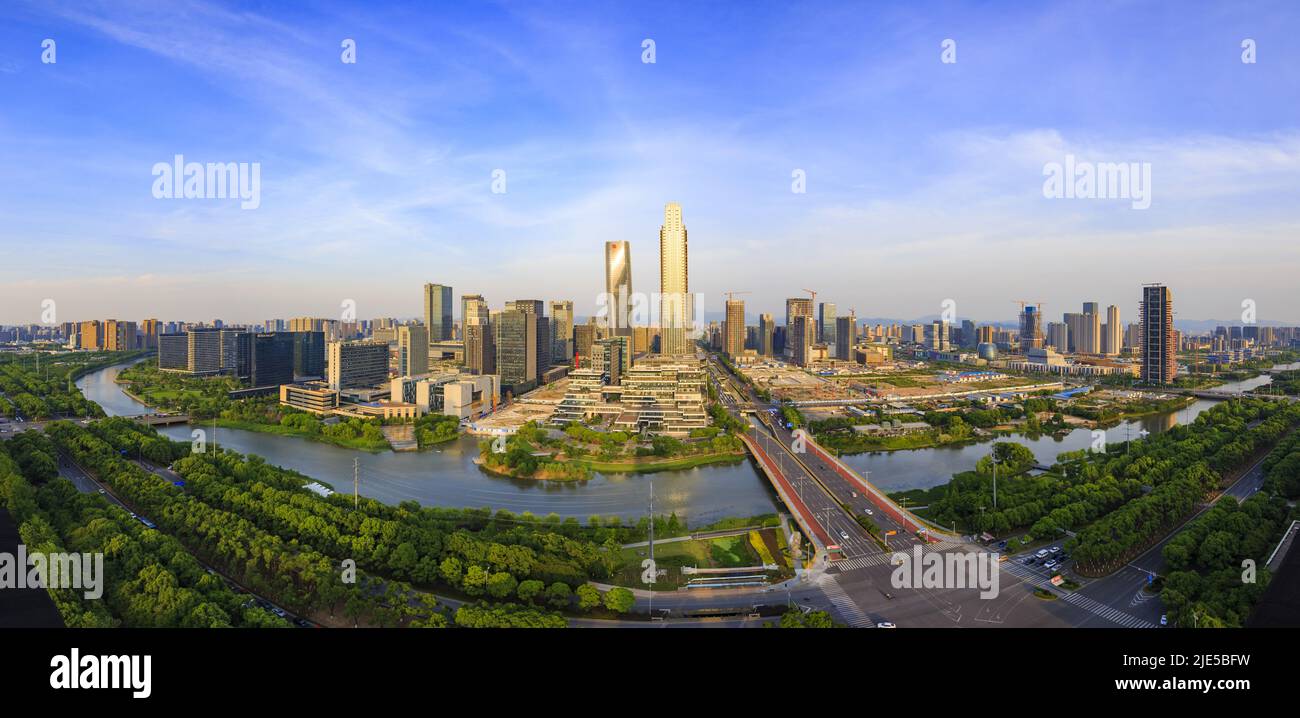Zhejiang ningbo yinzhou east new town overlooking tall building city ...