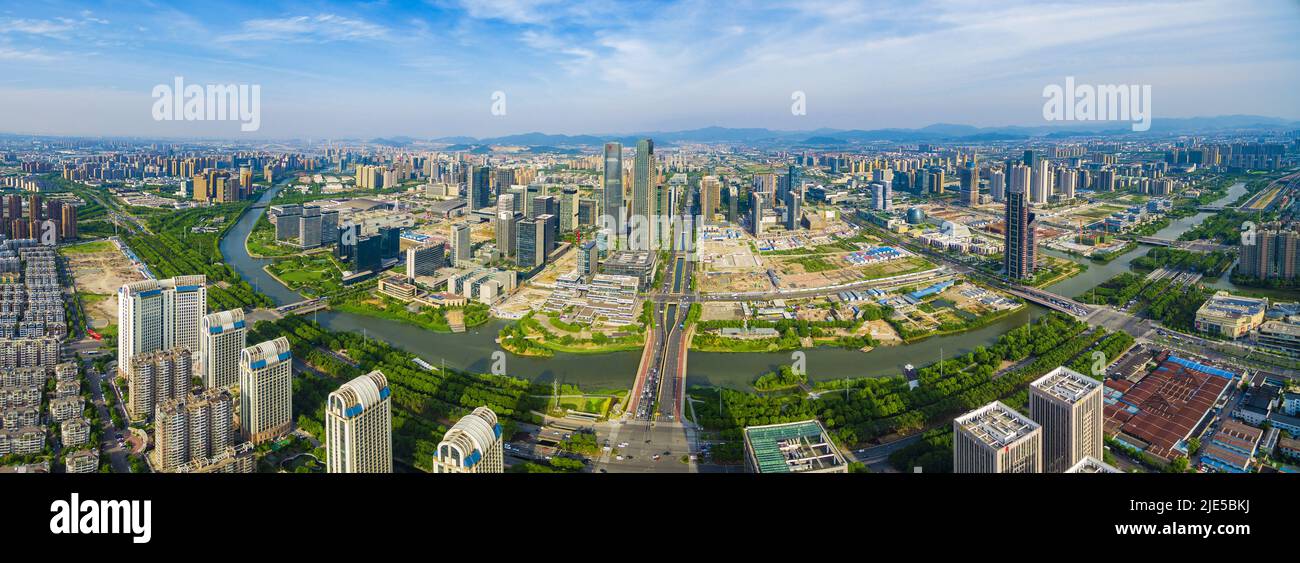 Zhejiang ningbo yinzhou east new town overlooking tall building city ...
