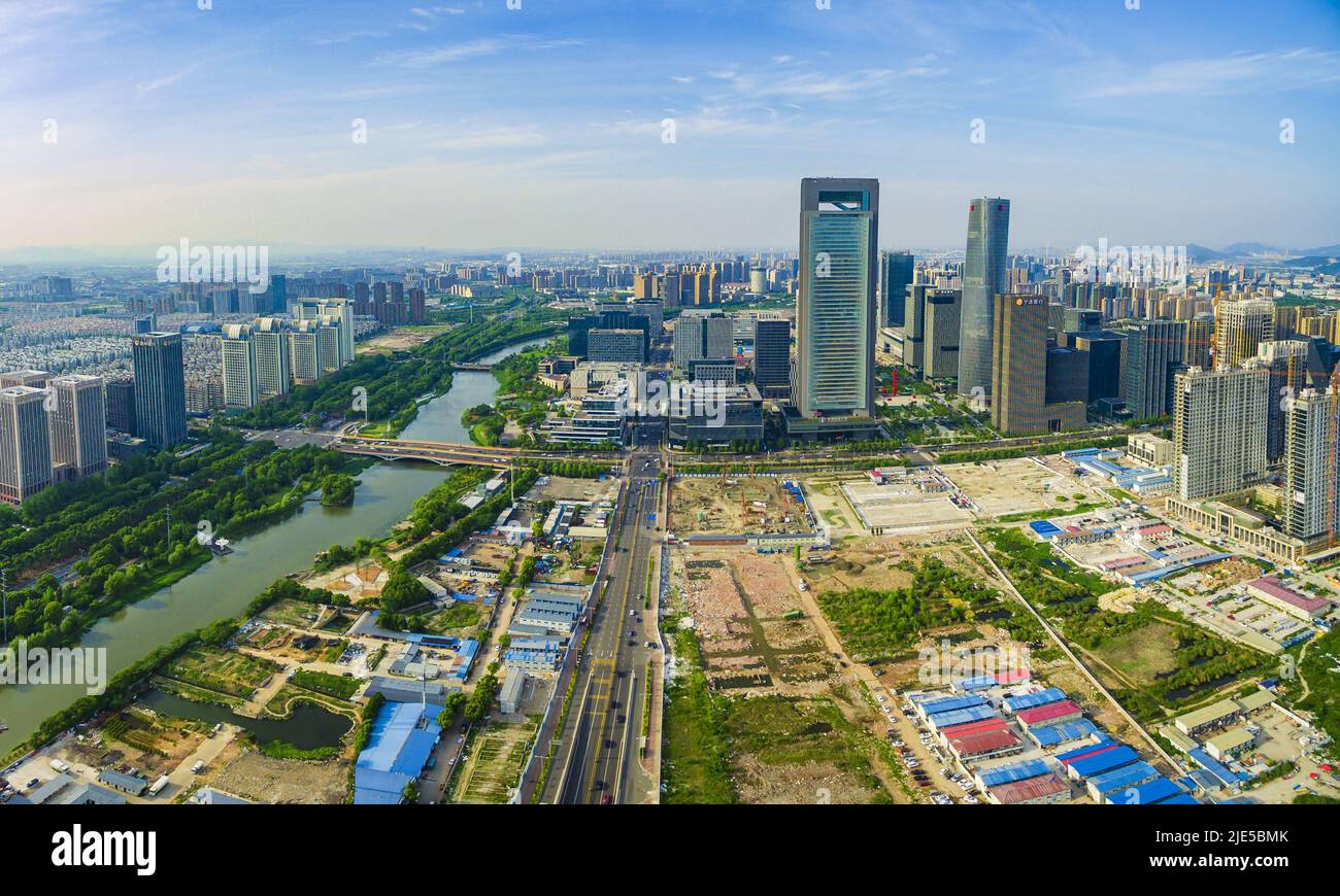 Zhejiang ningbo yinzhou east new town overlooking tall building city ...