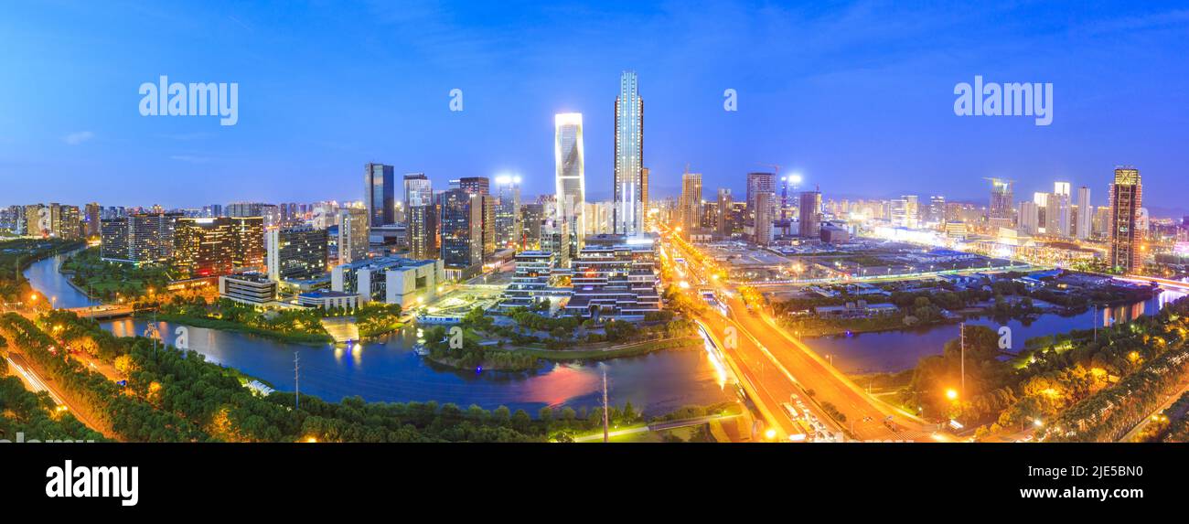 Zhejiang ningbo yinzhou east new town overlooking tall building city ...