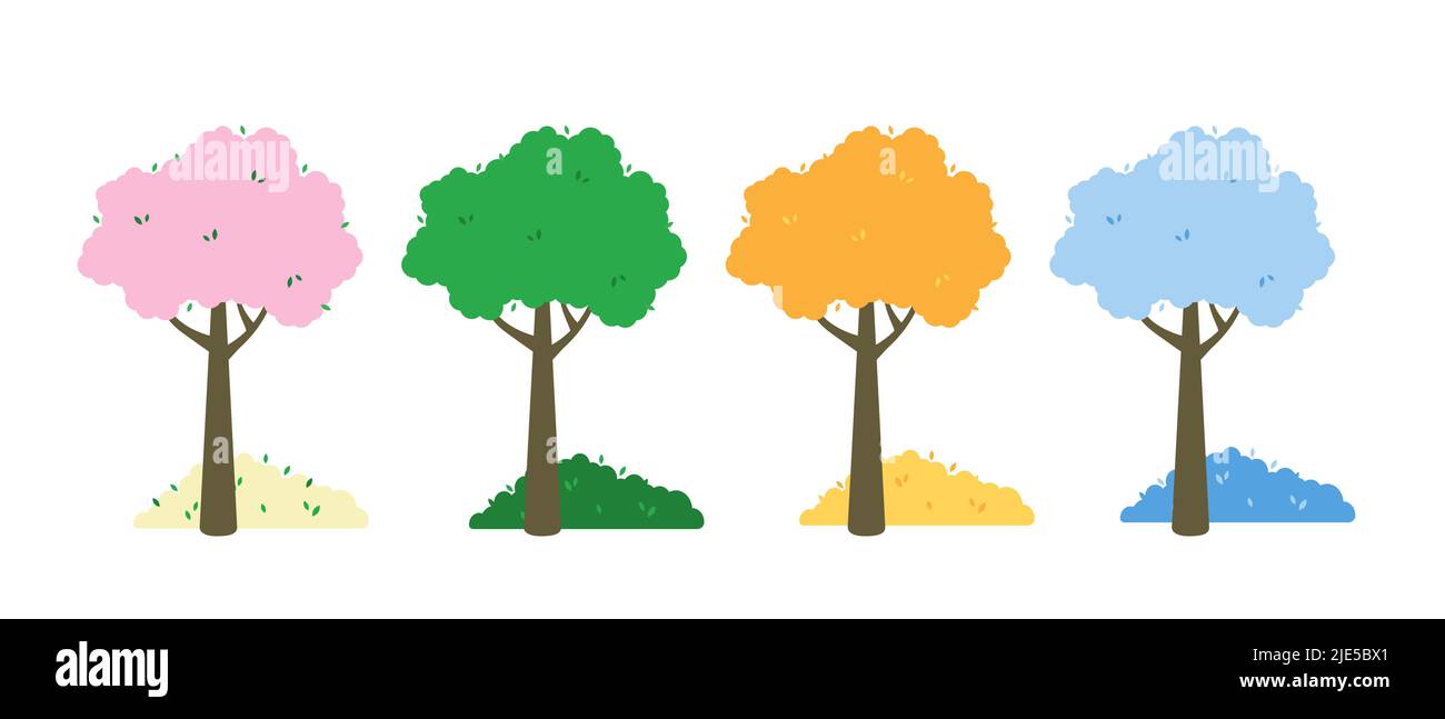 Four seasons tree of different colors spring, summer, autumn, winter ...