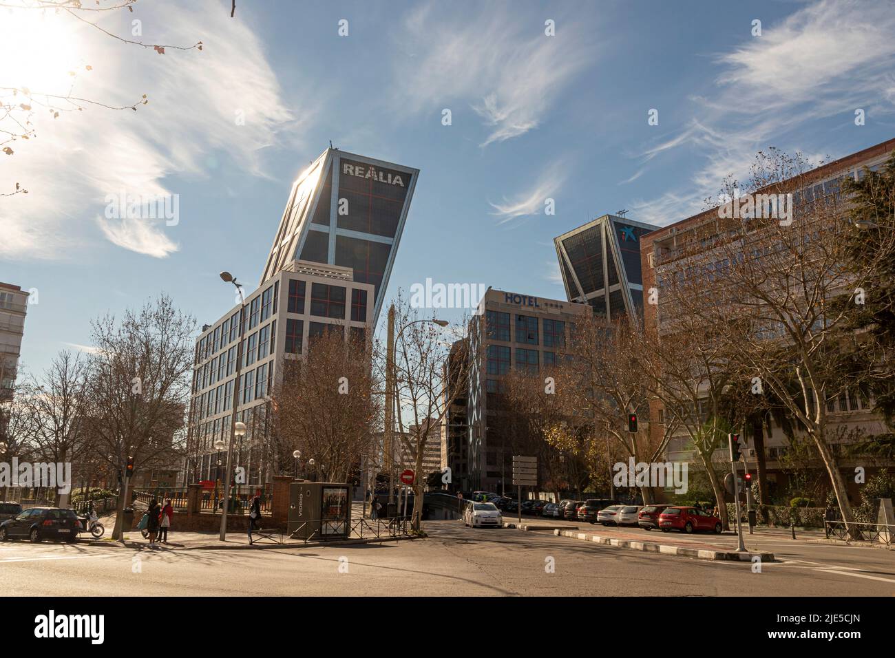 Madrid, Spain. The twin towers of Puerta de Europa (Gate of Europe ...