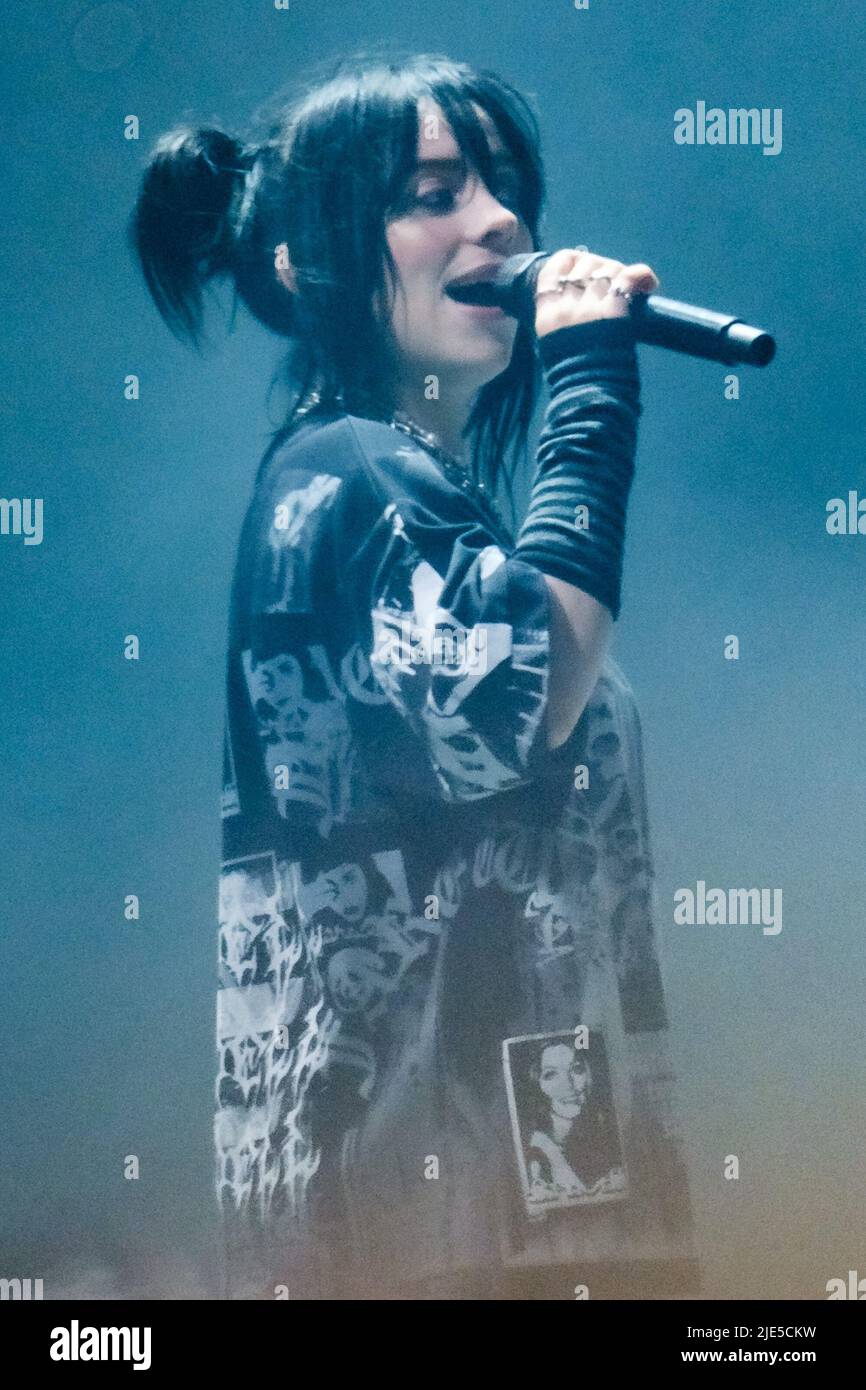 UK. Friday, Jun. 24, 2022. Friday headliner Billie Eilish performing on ...