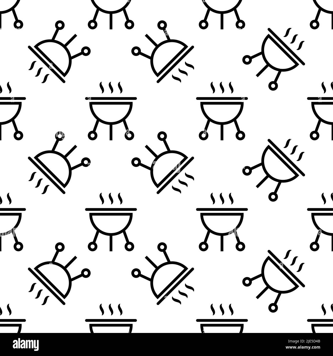 Barbecue Icon, Food Grill Seamless Pattern Vector Art Illustration ...