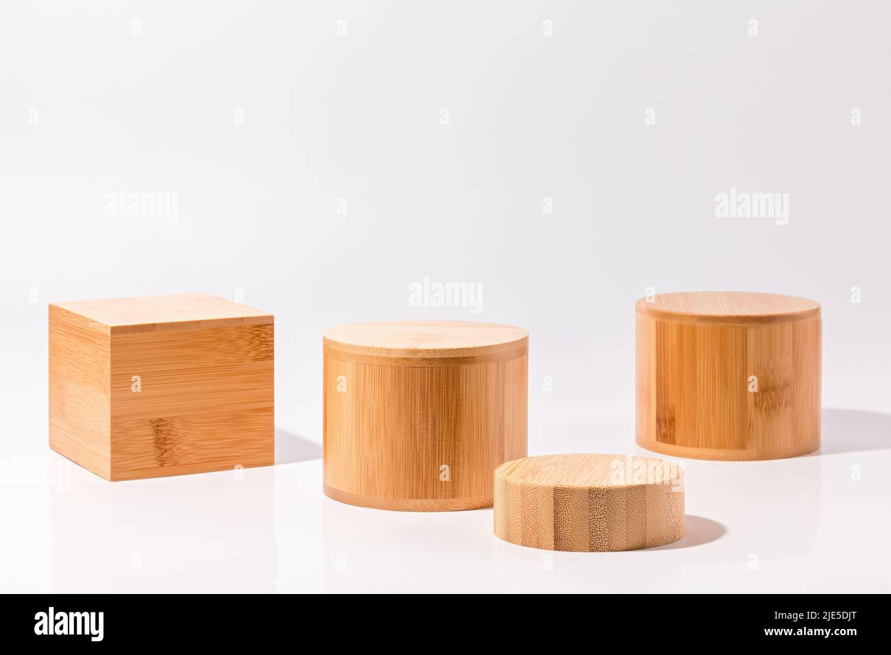 Wooden cube and round podiums for product resentation and display on ...