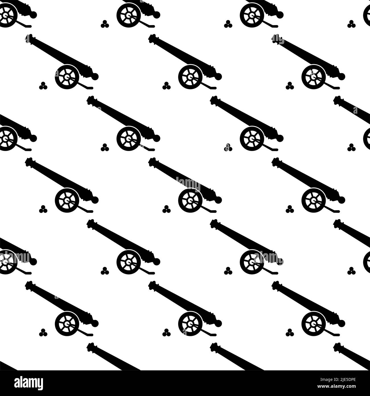 Cannon Icon Seamless Pattern, Weapon Icon, Old Style Vector Art ...